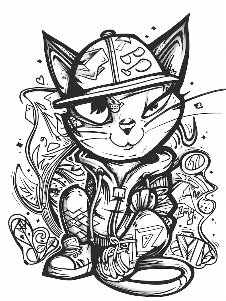 Over 200 Graffiti Coloring Pages - Printable, Digital Download Tattoo ...