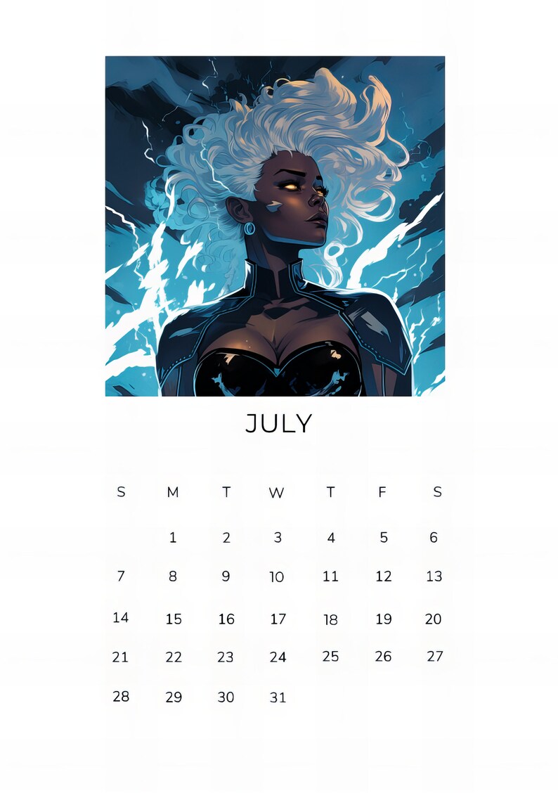 Storm 2024 Printable Calendar Marvel's X-men - Etsy