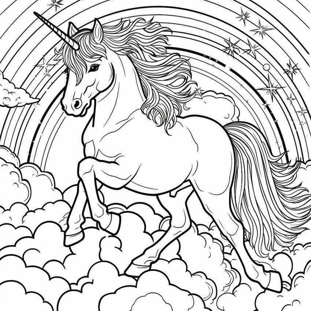 Magical Unicorn Coloring Adventure Over 200 Pages Printable Digital ...