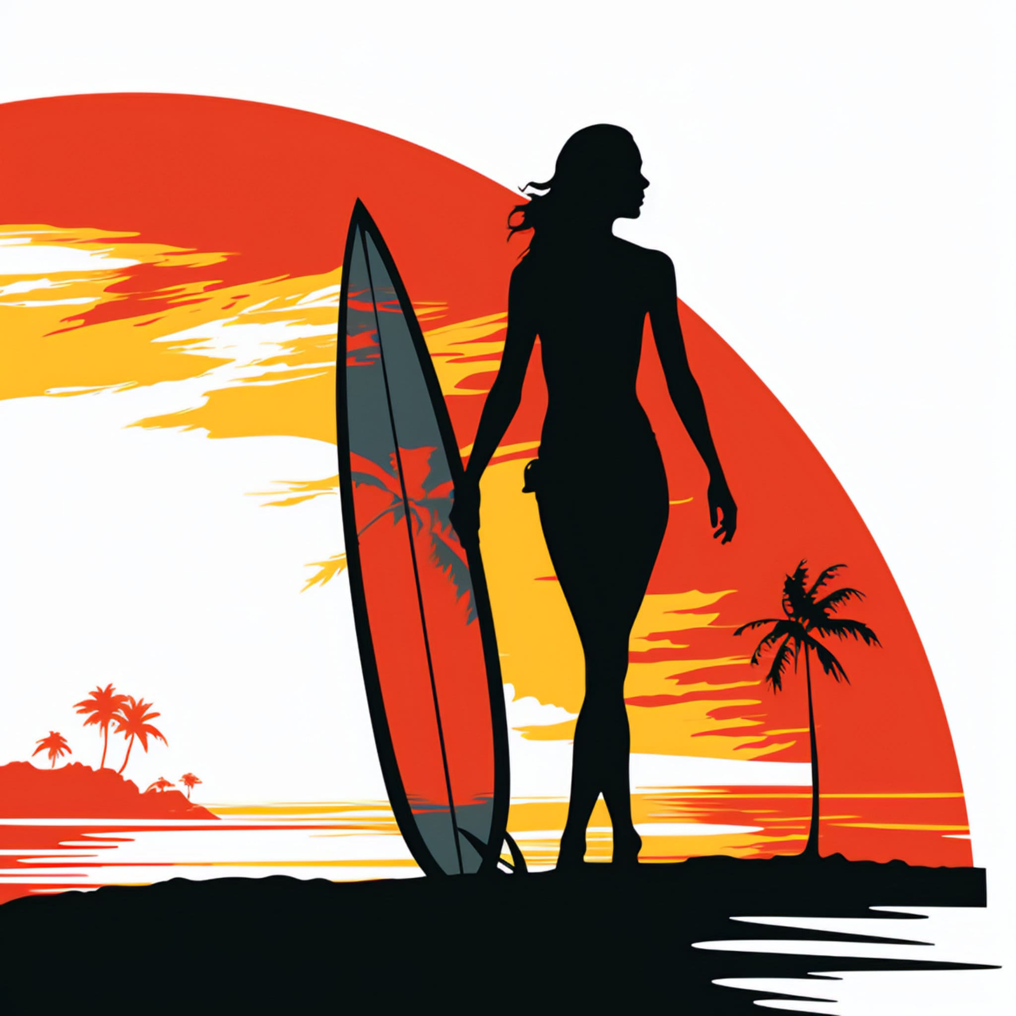Surfer Girl Clip Art Silhouette
