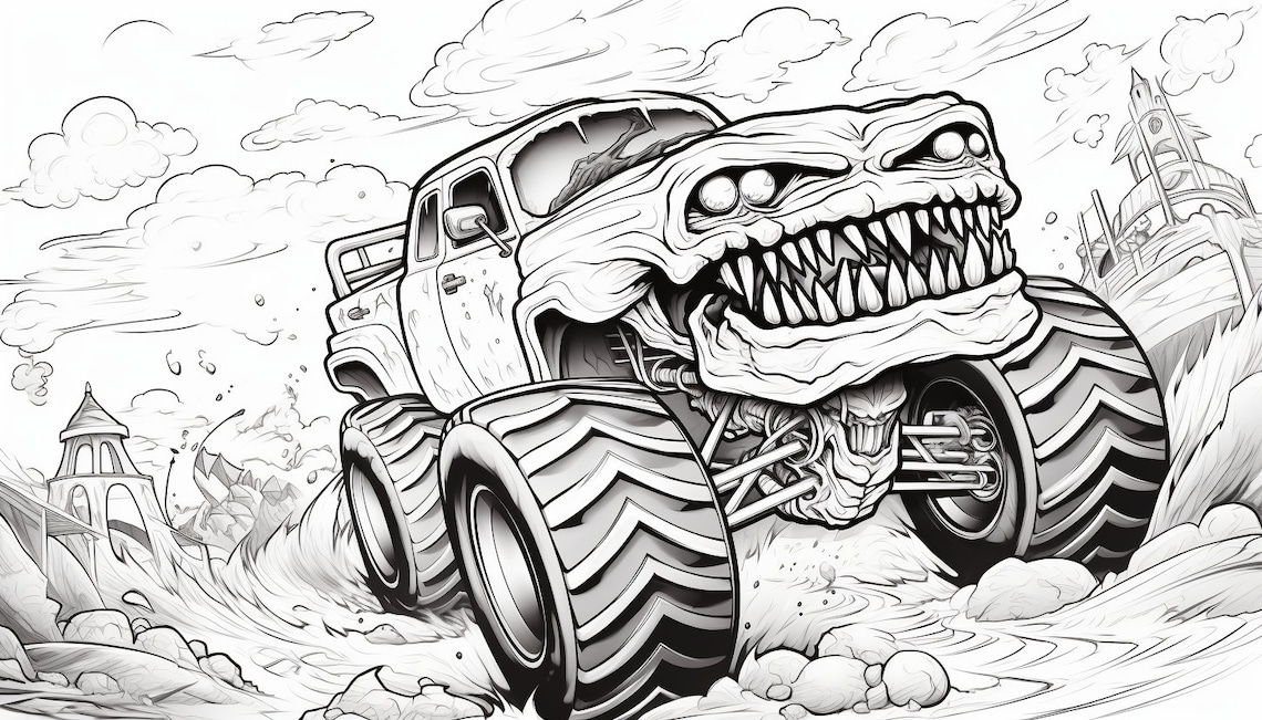 Over 90 Monster Truck Coloring Pages: Fuel Your Creativity! - Etsy