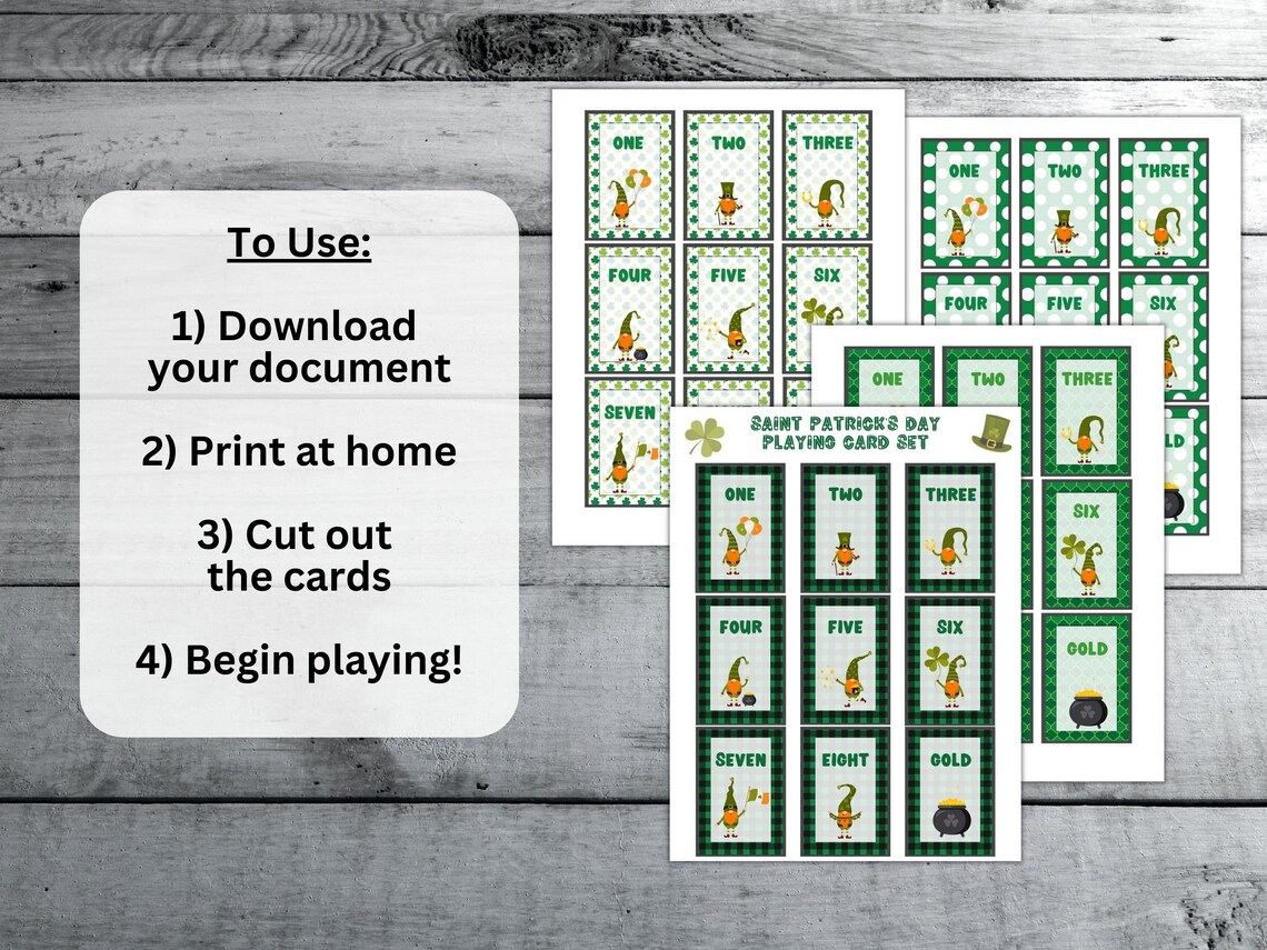Saint Patricks Day Printable Playing Card Set Children's Games, Party ...