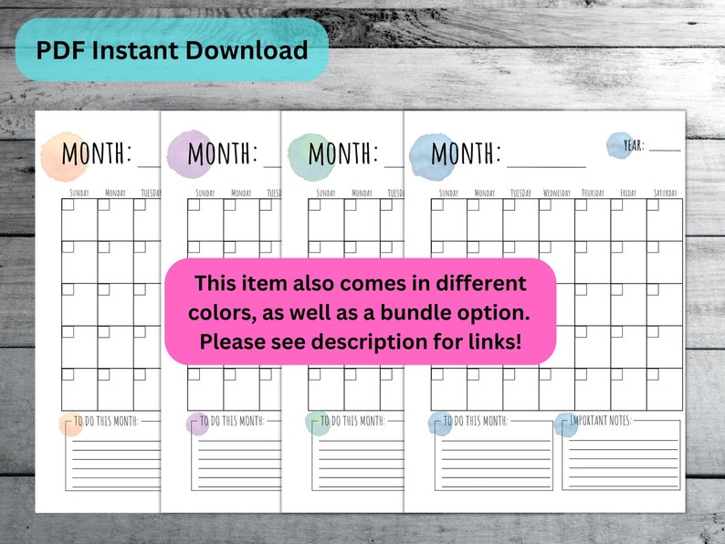Purple Monthly Weekly and Daily Calendar Set Size A5 - Etsy