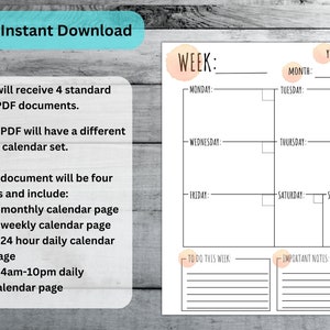 Colorful Calendar Bundle Monthly, Weekly, Daily Planner Set - Etsy