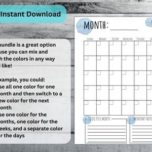 Colorful Calendar Bundle Monthly, Weekly, Daily Planner Set - Etsy