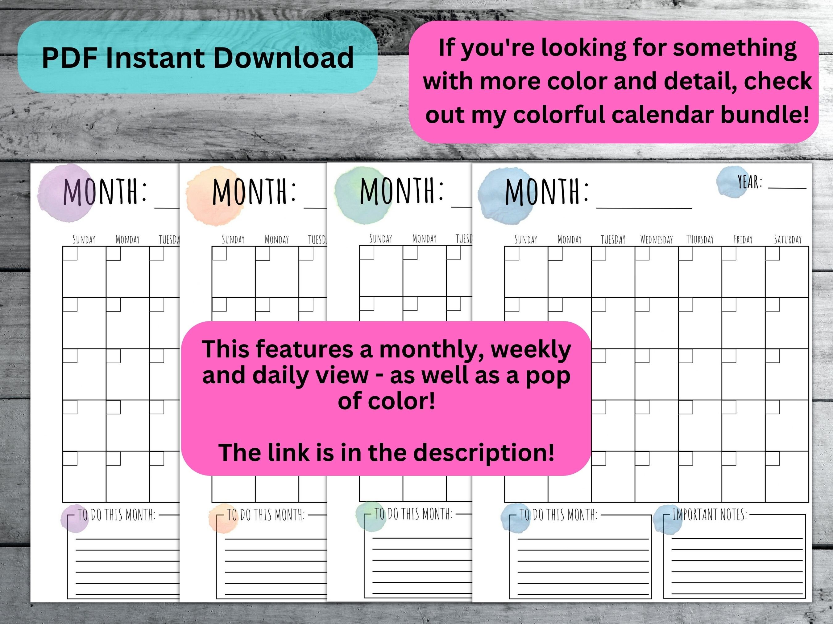 Printable 2023 and 2024 Dated Calendar Full Year Calendar, With Lines ...