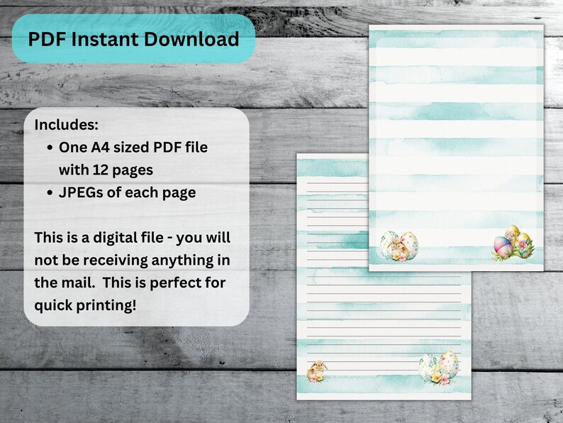 Printable A4 Size Stationery for Easter, Stationery for Journal or ...