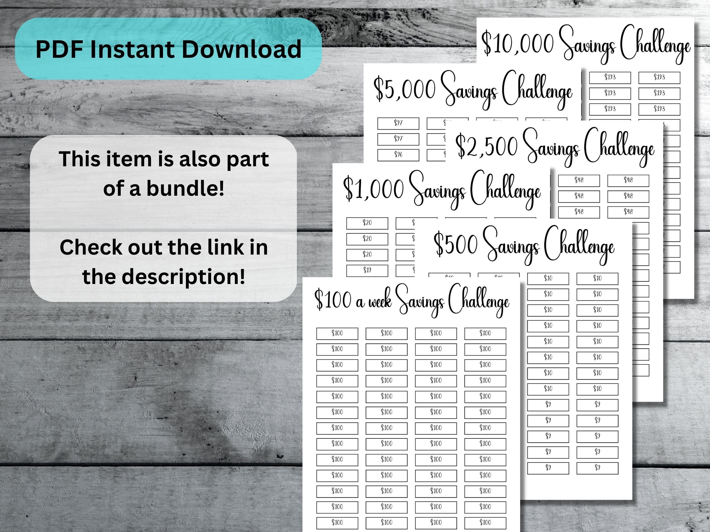 100 a Week Savings Goal Tracker Save 100 a Week for a Full Year - Etsy