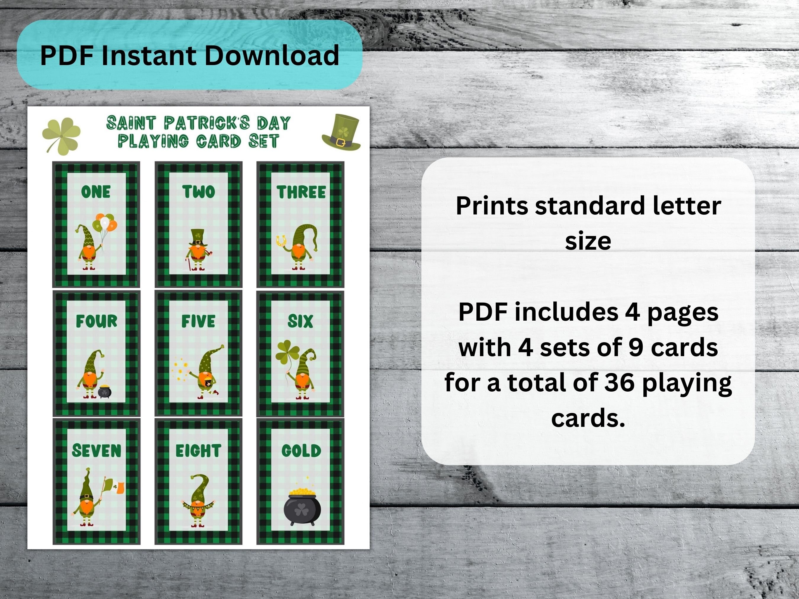 Saint Patricks Day Printable Playing Card Set Children's Games, Party ...