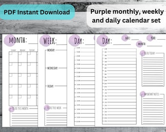Purple Monthly Planner - Etsy