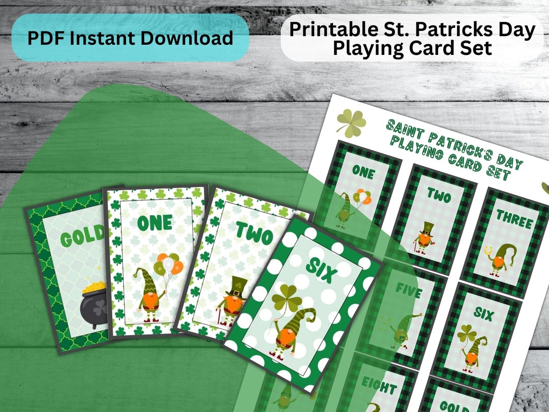 Saint Patricks Day Printable Playing Card Set Children's Games, Party Games, Printable Goodies ...