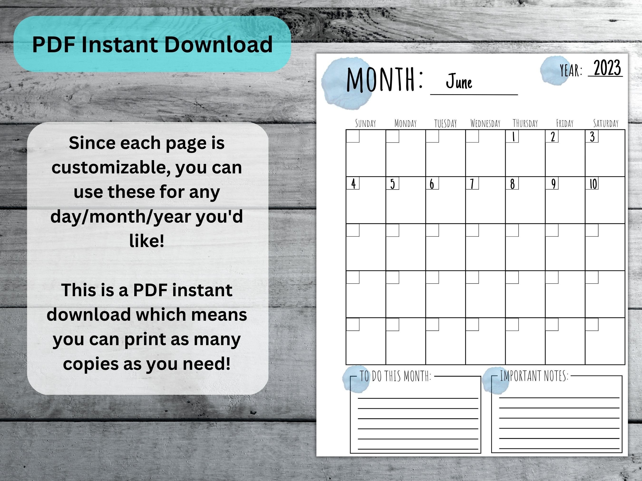 Colorful Calendar Bundle Monthly, Weekly, Daily Planner Set - Etsy