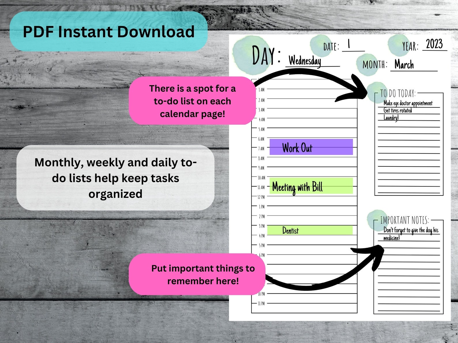 Colorful Calendar Bundle Monthly, Weekly, Daily Planner Set - Etsy