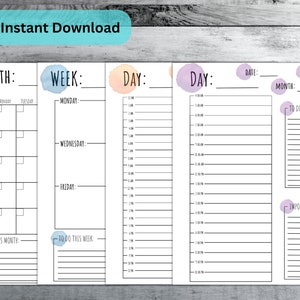 Colorful Calendar Bundle Monthly, Weekly, Daily Planner Set - Etsy