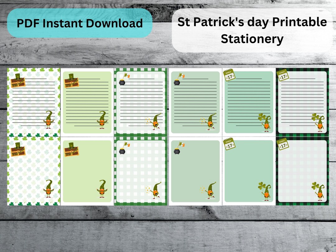 Printable Stationery for St. Patrick's Day, Stationery for Journal or ...