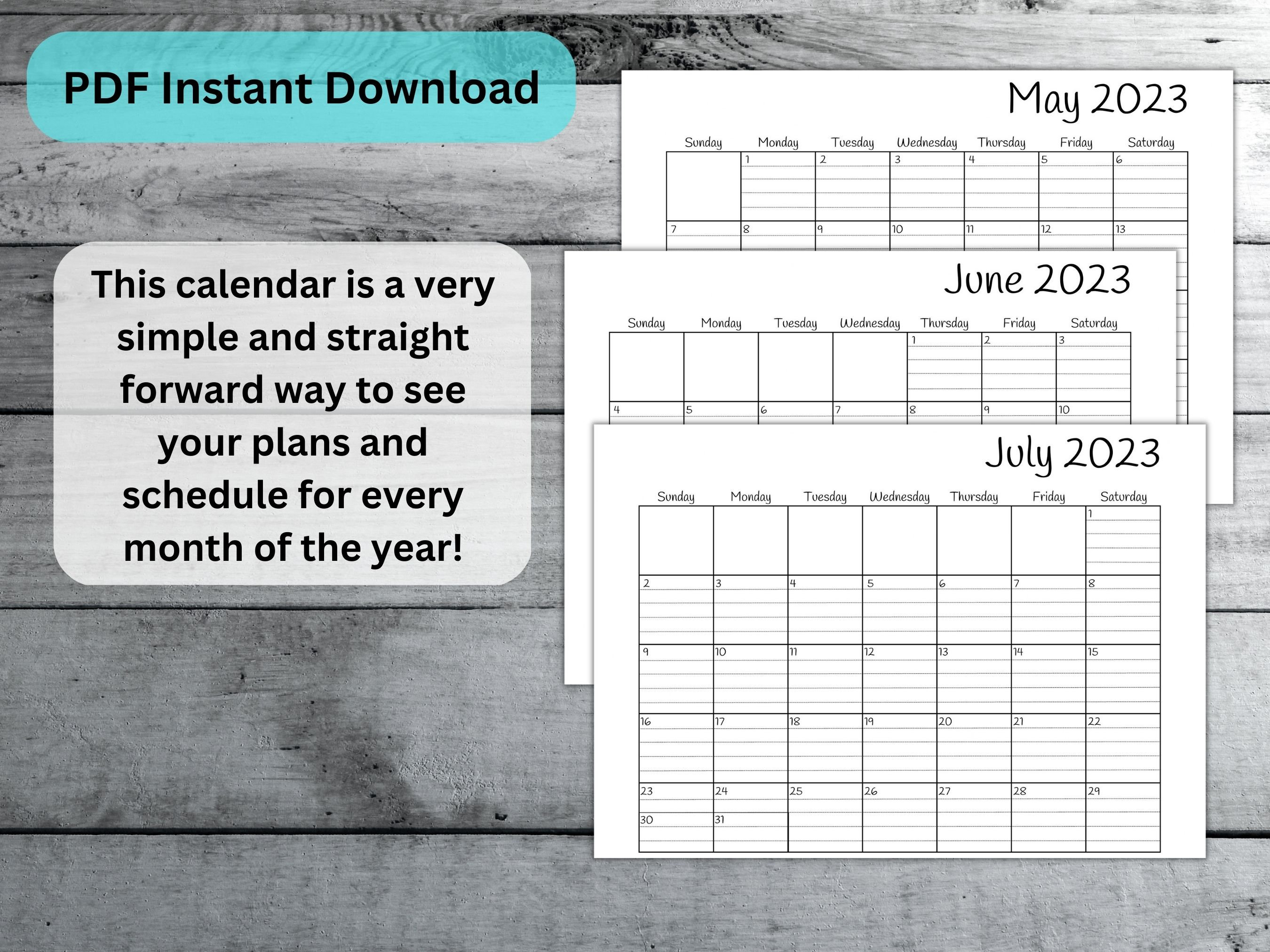 A5 Printable 2023 Dated Calendar With Lines - Etsy