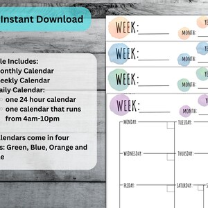 Colorful Calendar Bundle Monthly, Weekly, Daily Planner Set - Etsy