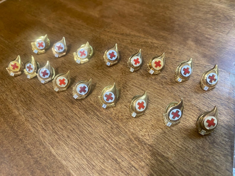 1 Vintage Gold Drop of Blood Donor Red Cross Pin - Etsy