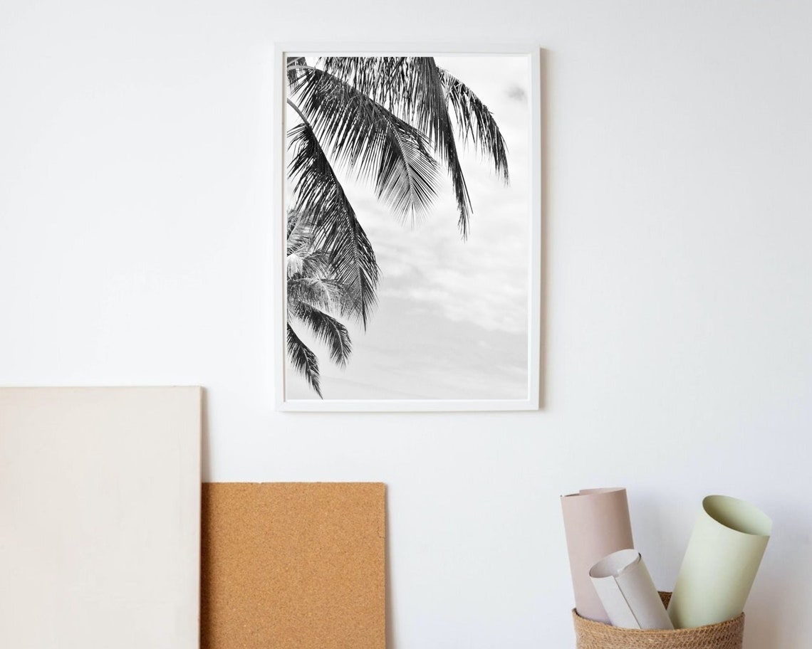 Black and White Palm Print Black White Palm Tree Digital - Etsy