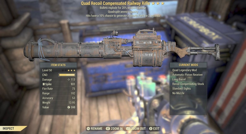 Quad Railway Rifle Q/50/15 XBOX Fallout 76 - Etsy