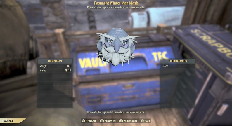 Fasnacht Winter Man Mask XBOX Fallout 76 - Etsy