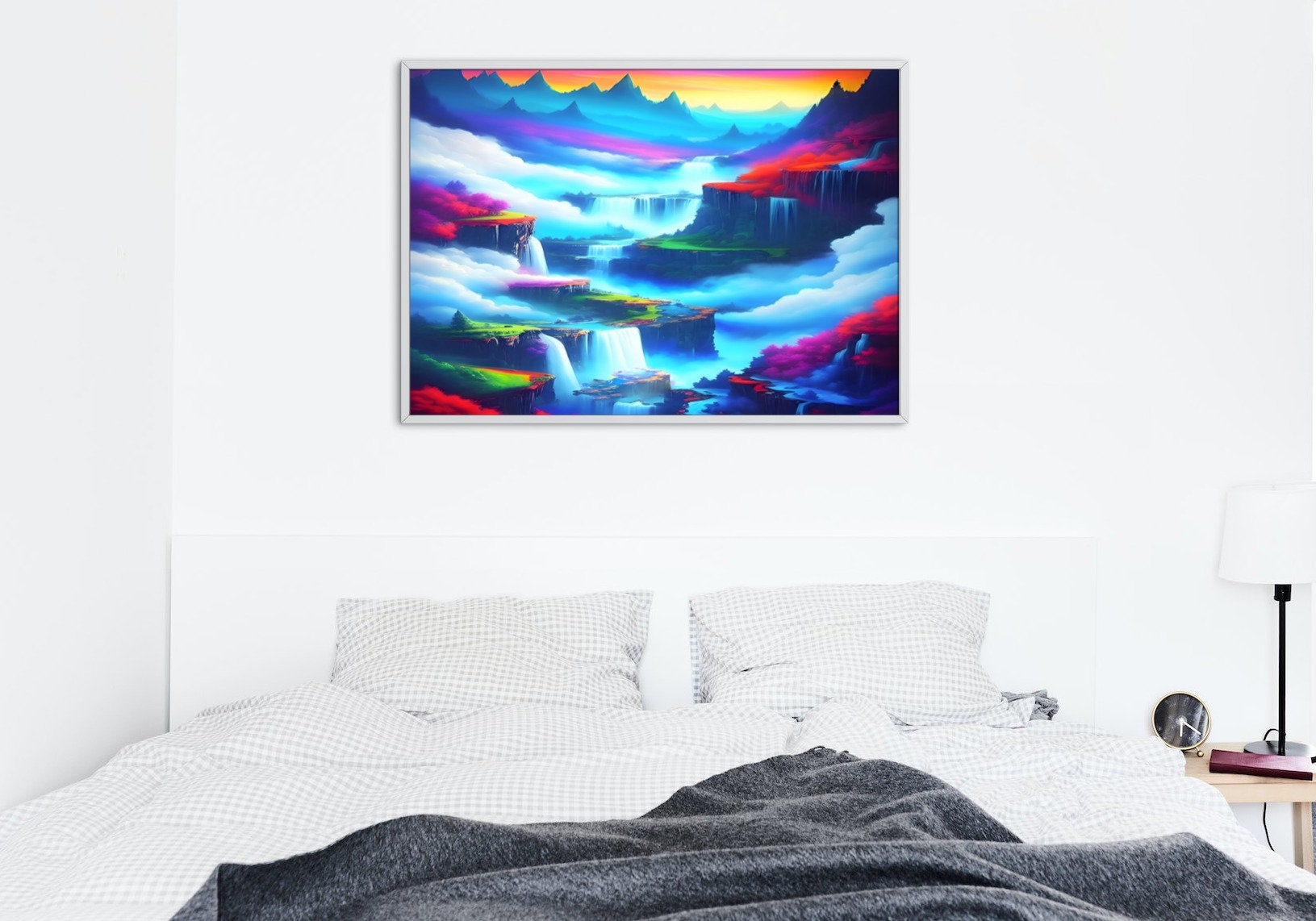 Printable Waterfall Wall Art, Colorful Downloadable Waterfall Wall ...