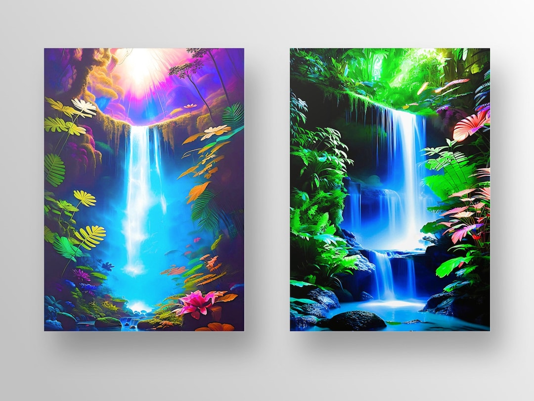 Printable Waterfall Wall Art, Colorful Downloadable Waterfall Wall ...