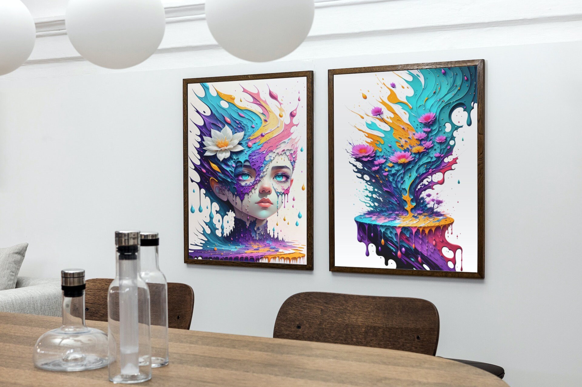Abstract Splatter Paint Printable Wall Art, Multicolor Downloadable ...