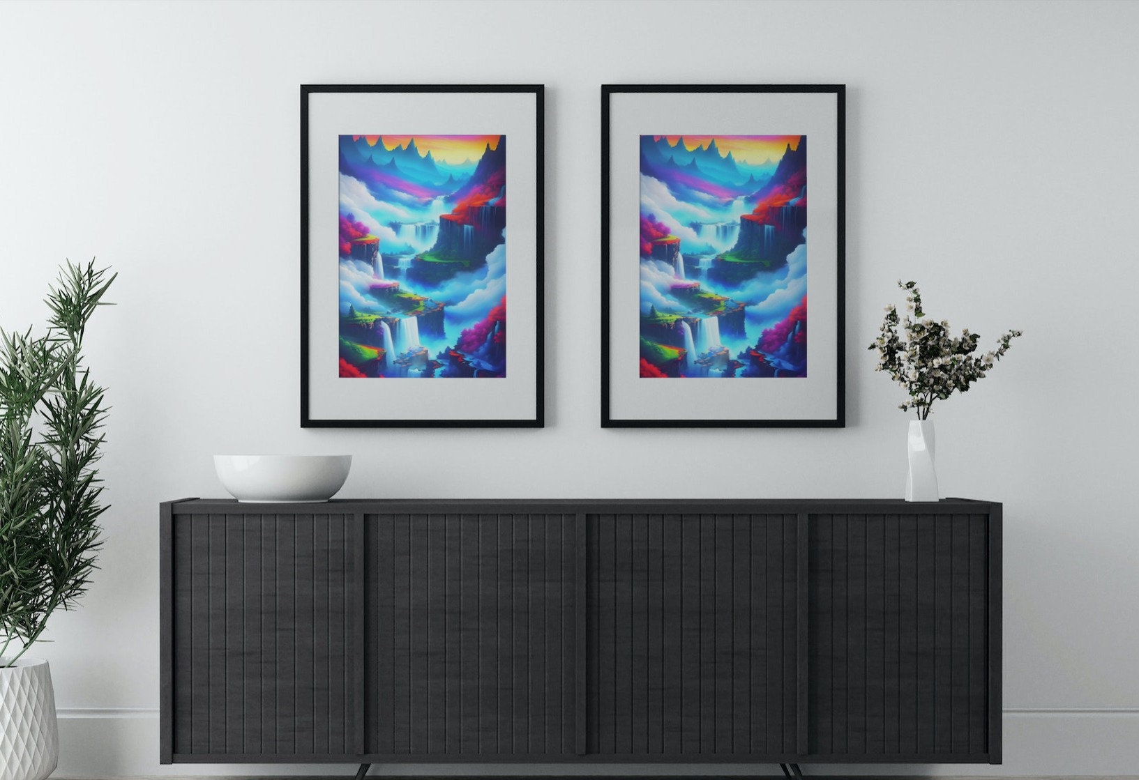 Printable Waterfall Wall Art, Colorful Downloadable Waterfall Wall ...