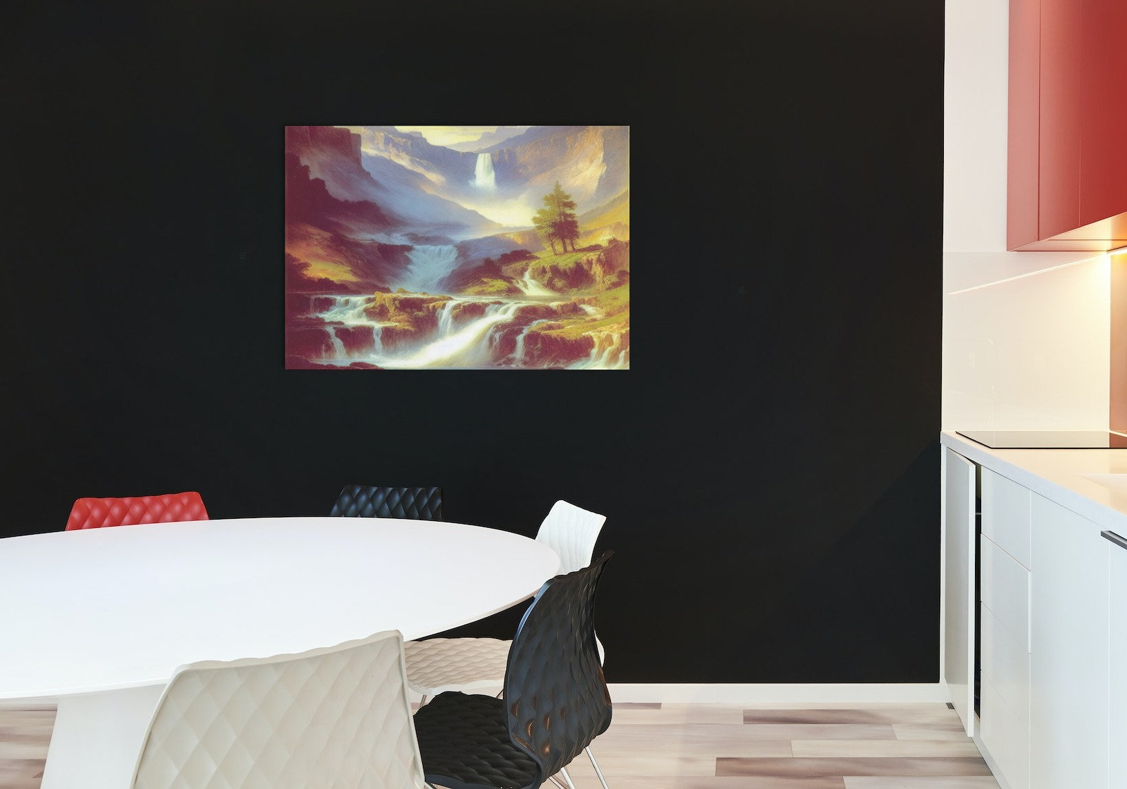 Printable Lighted Waterfall Wall Art, Colorful Downloadable Waterfall ...