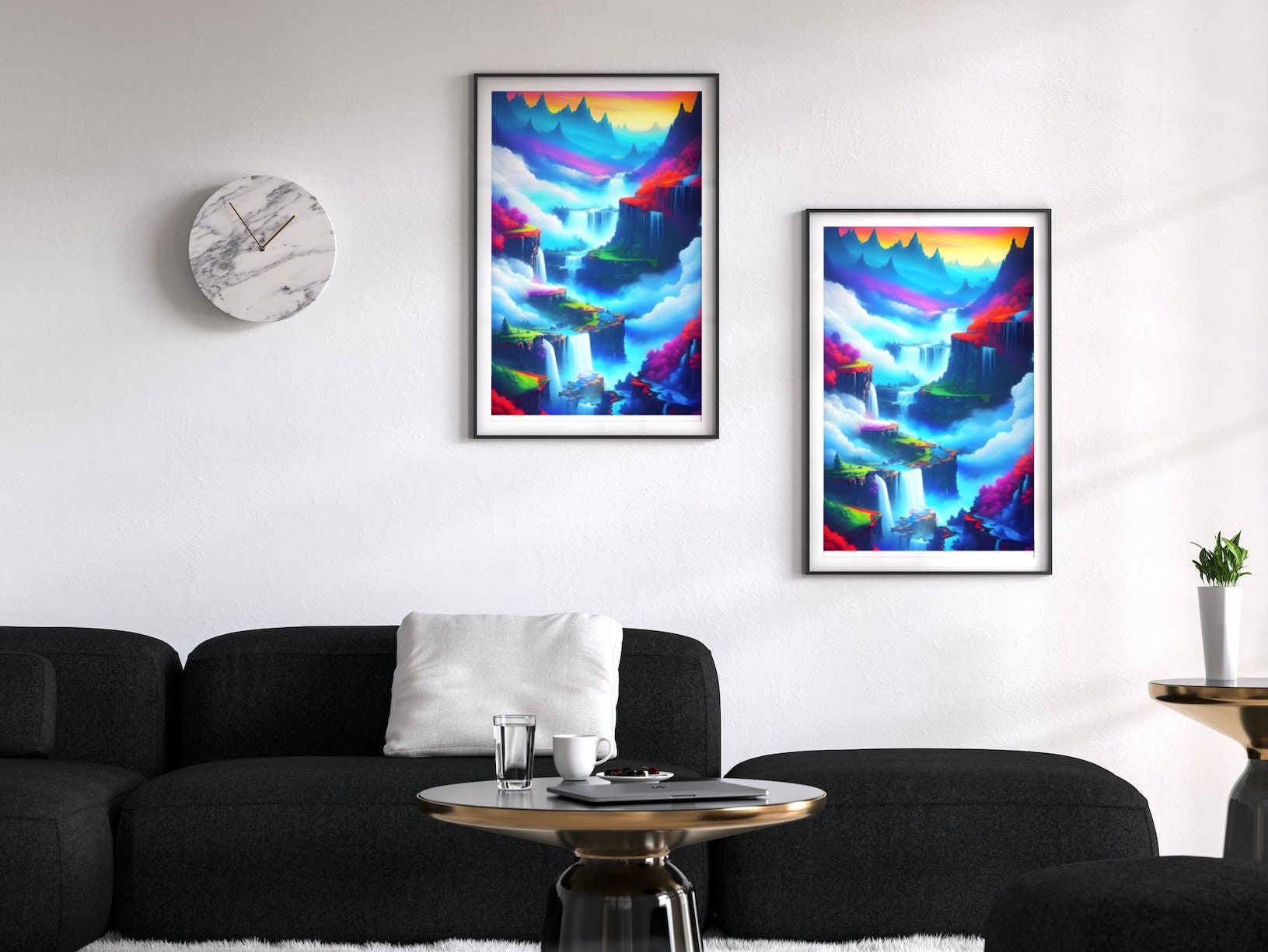 Printable Waterfall Wall Art, Colorful Downloadable Waterfall Wall ...