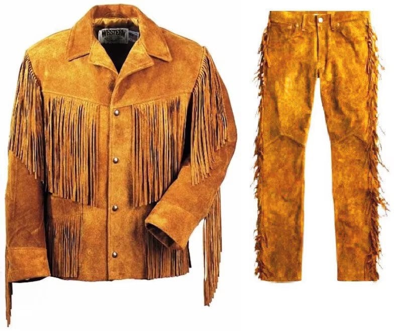 Mens Leather Buckskin Suit Including Shirt and Trouser Mountain Man ...
