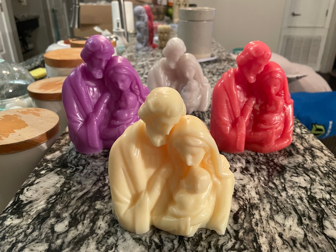 Joseph and Mary Holding Baby Jesus Candle/ Religious Candles - Etsy