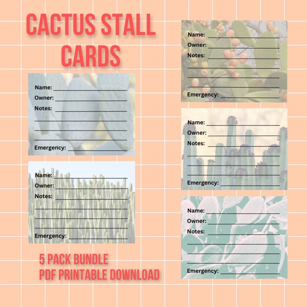 Cactus Stall Cards - Etsy