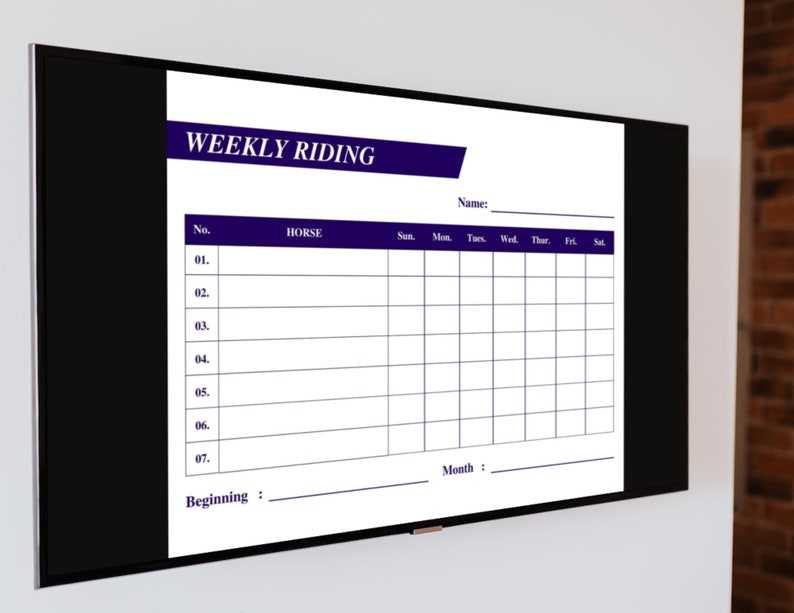 Printable Equestrian Riding Chart: Track Your Days Horseback - Etsy