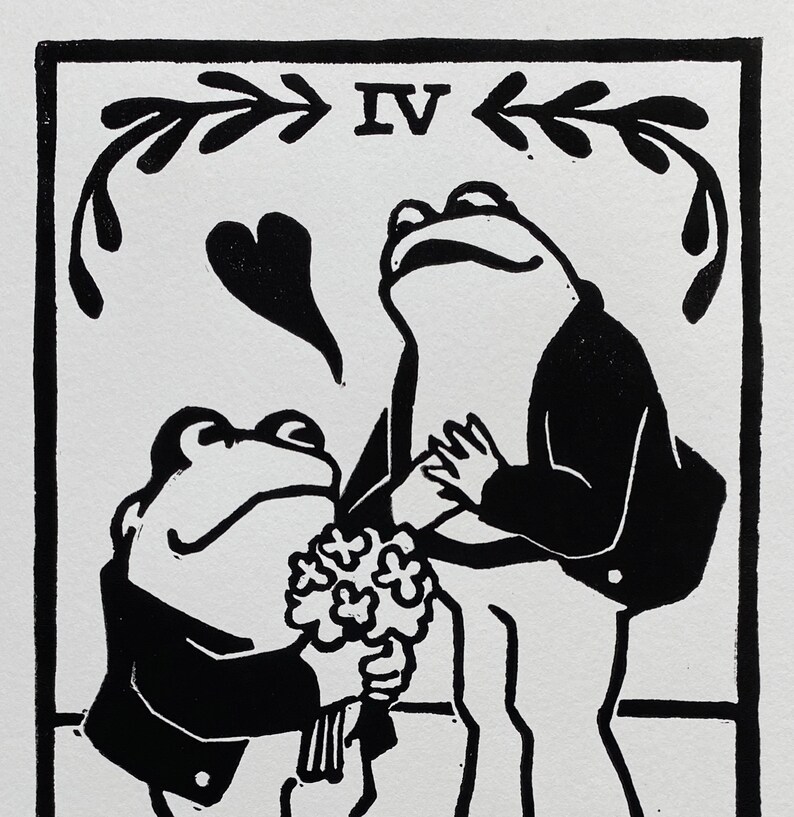 Frog and Toad Lovers Linocut Print - Etsy