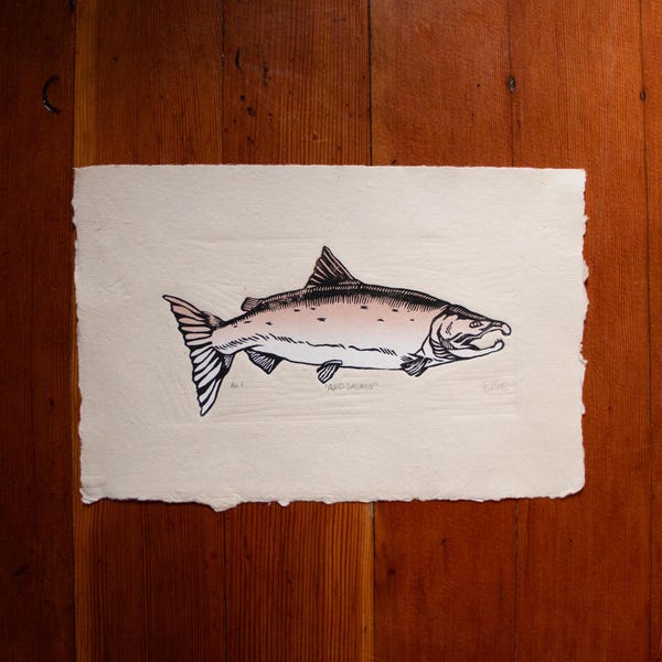 Fish Linocut - Etsy