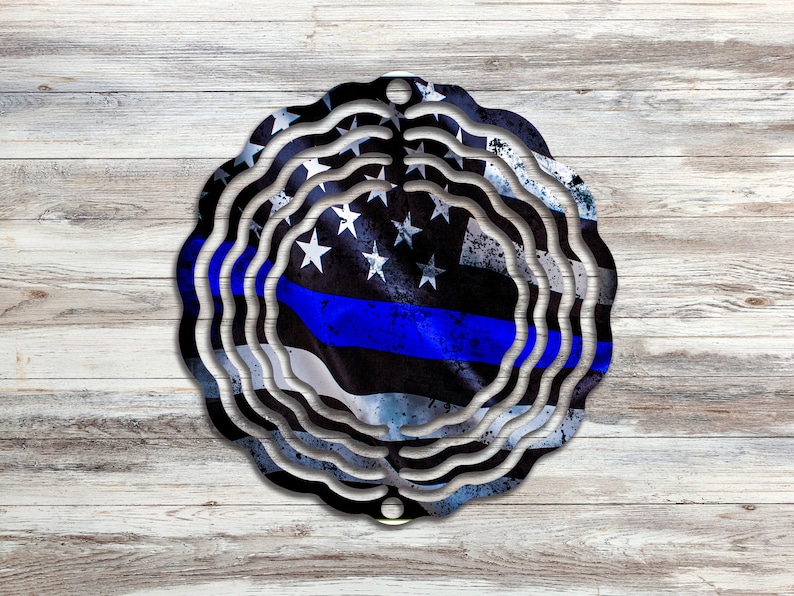 Blue Line Sublimated Wind Spinner / Rear View Mirror Dangle - Etsy