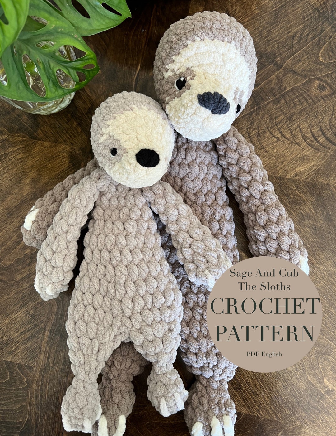 Sage and Cub the Sloths Patterns, Crochet Big and Mini Sloth Only - Etsy