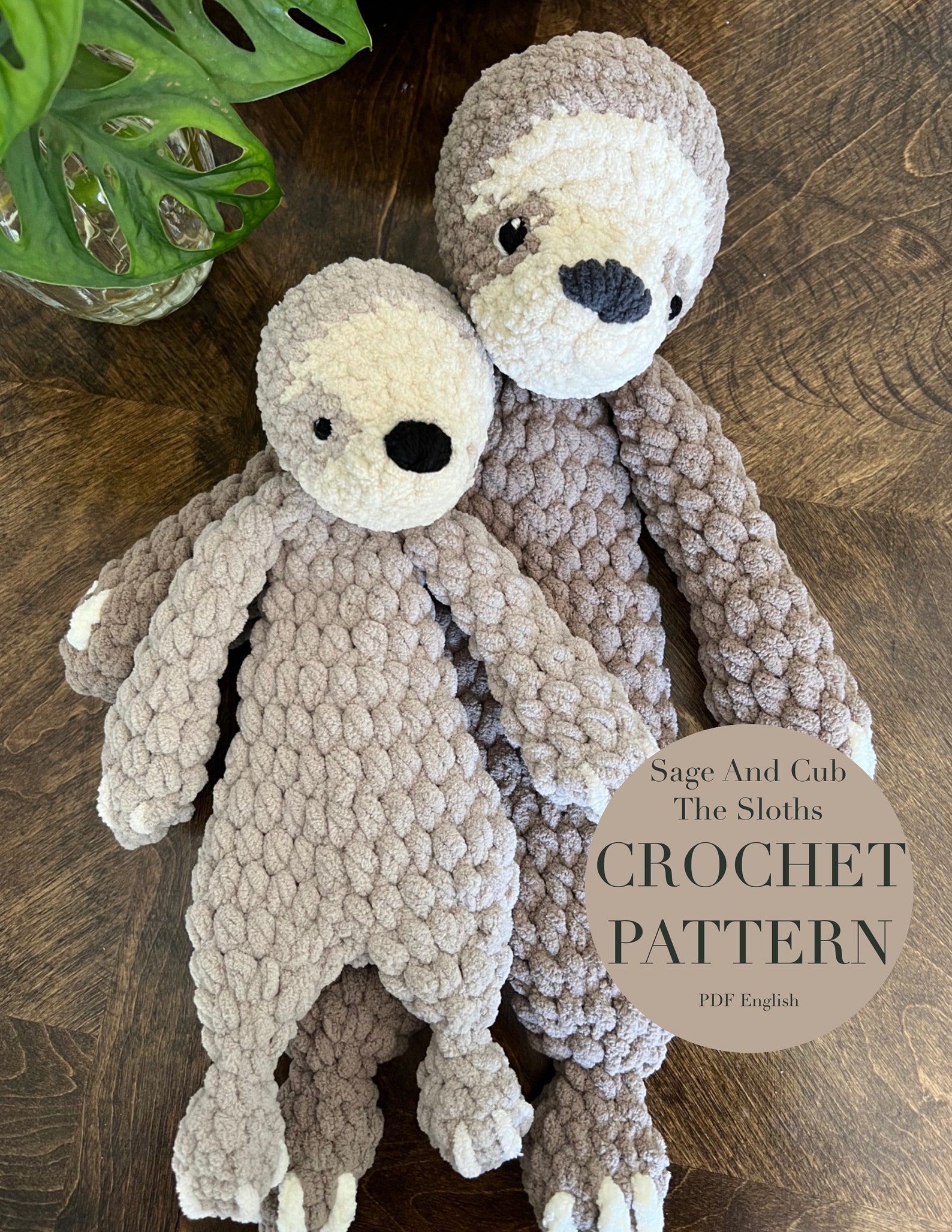Sage and Cub the Sloths Patterns Crochet Big and Mini Sloth - Etsy