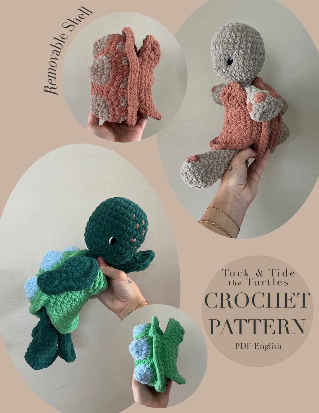 Tuck and Tide the Turtles Pattern | Crochet Tortoise and Sea Turtle ...