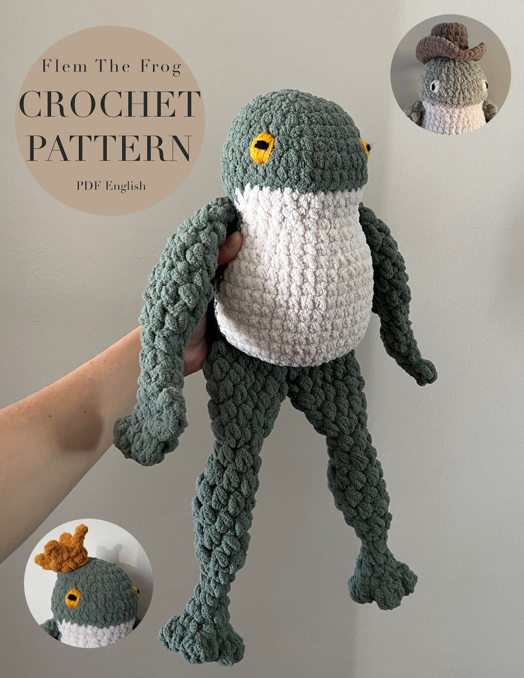 Flem the Frog Pattern, Crochet Frog & Accessories Pattern Only - Etsy