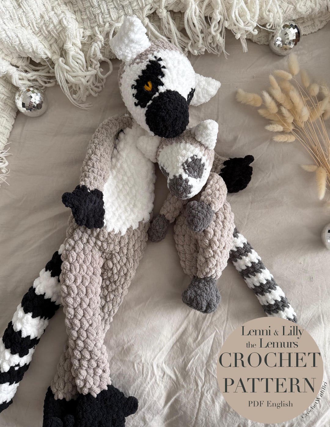Lenni and Lilly the Lemurs Pattern | Crochet Big and Mini Lemur ...