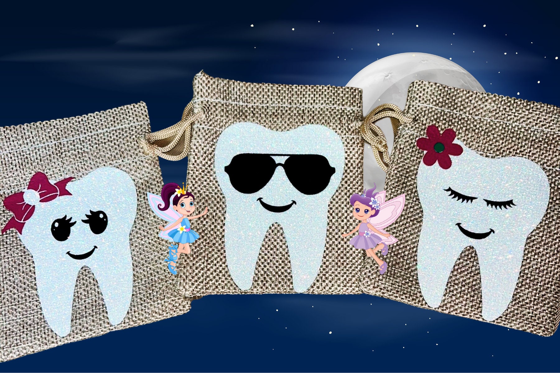 First Tooth, Baby Tooth Fairy Burlap Bags, Custom Gift, Baby Tooth ...