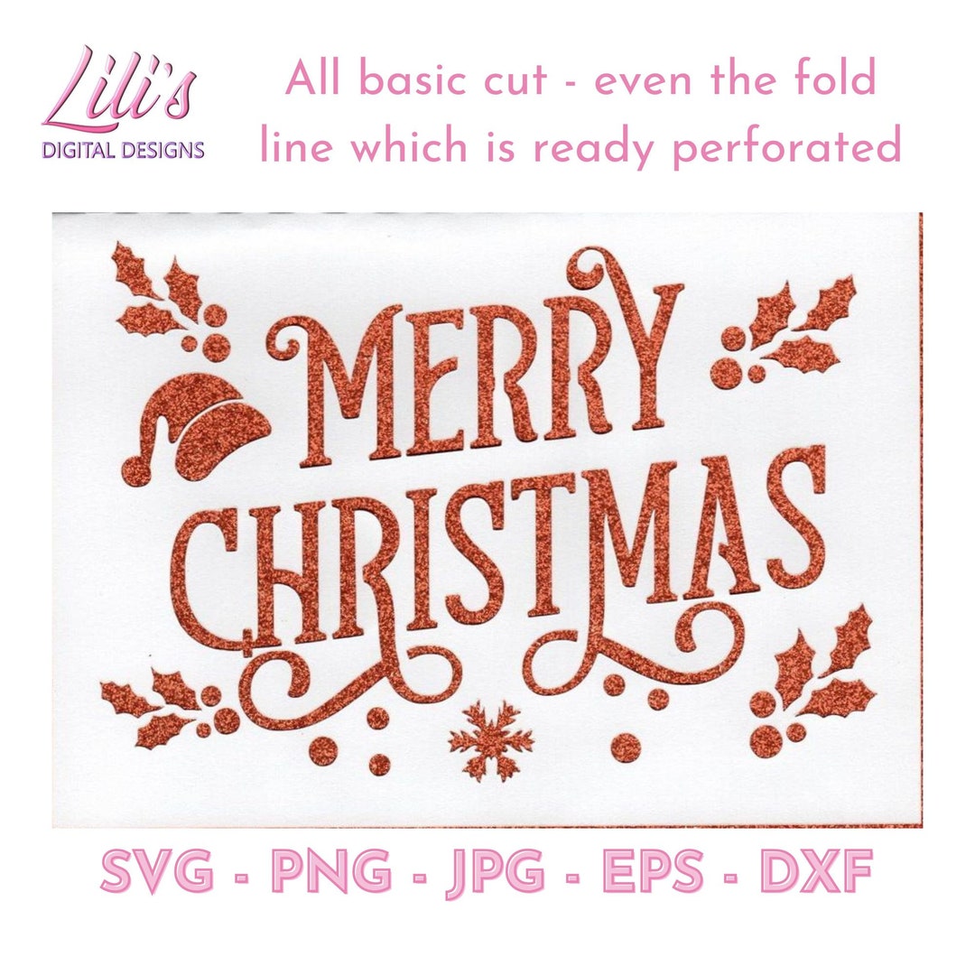 Merry Christmas Card SVG EPS DXF Also for Silhouette, Brother, Laser ...