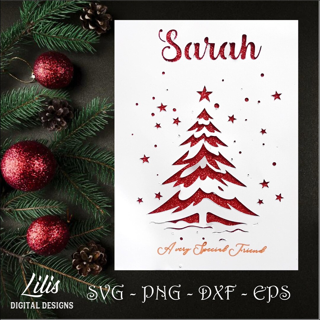 Christmas Tree Card SVG – Sentimental Friend, Laser Cut File - Etsy