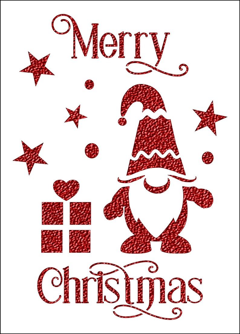 Gnome Merry Christmas Card Template - SVG, PNG, EPS (digital Download ...
