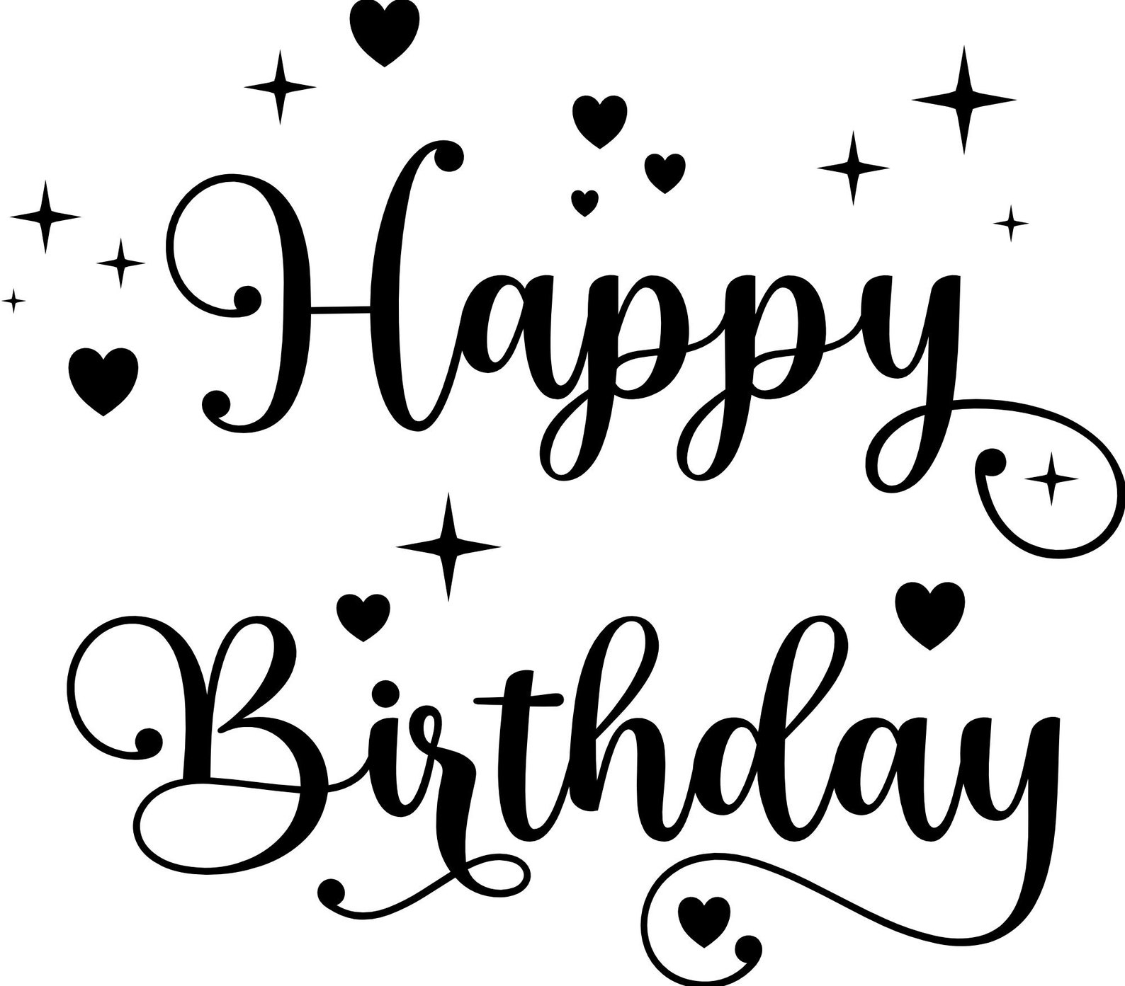 Happy Birthday SVG | PNG | EPS Files With Stars and Hearts Design - Etsy
