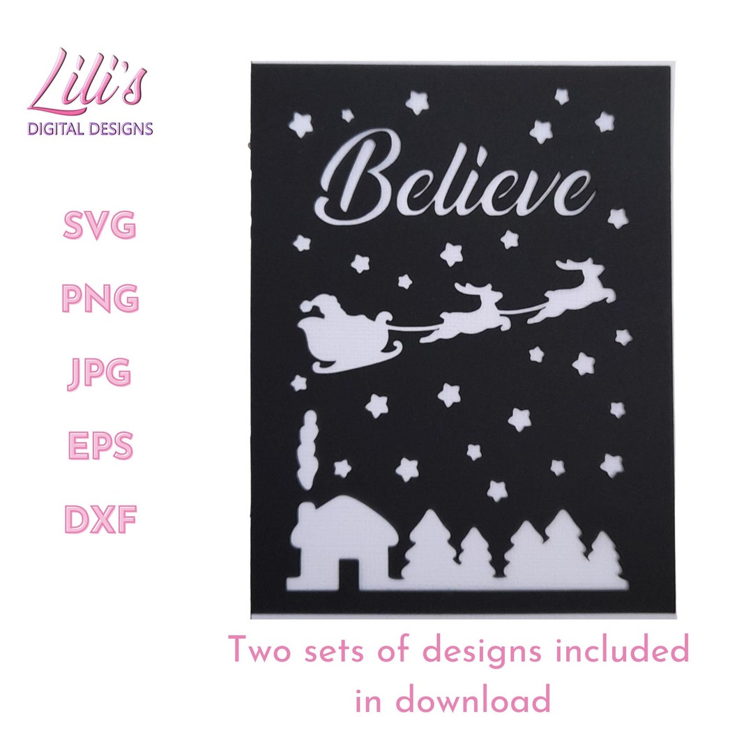 Believe Christmas Card SVG Eps Png DXF Jpg Also Suitable for Joy ...