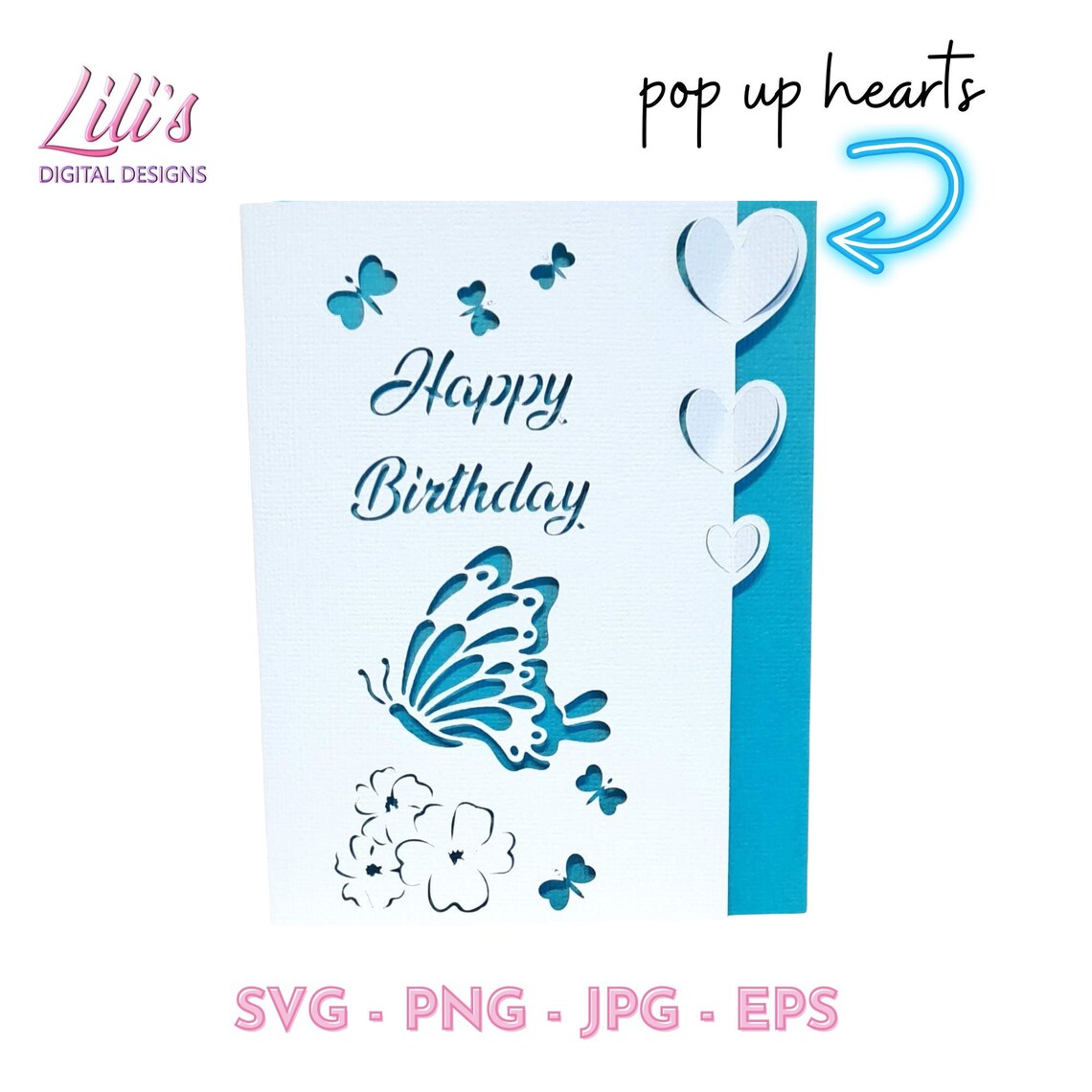 Pop up Butterfly Cards in Seven Designs for Birthday, Thank You ...